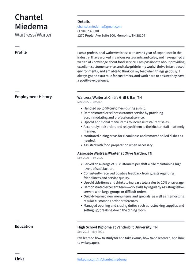 Food Service Worker Resume Example and Writing Guide - ResumeLawyer