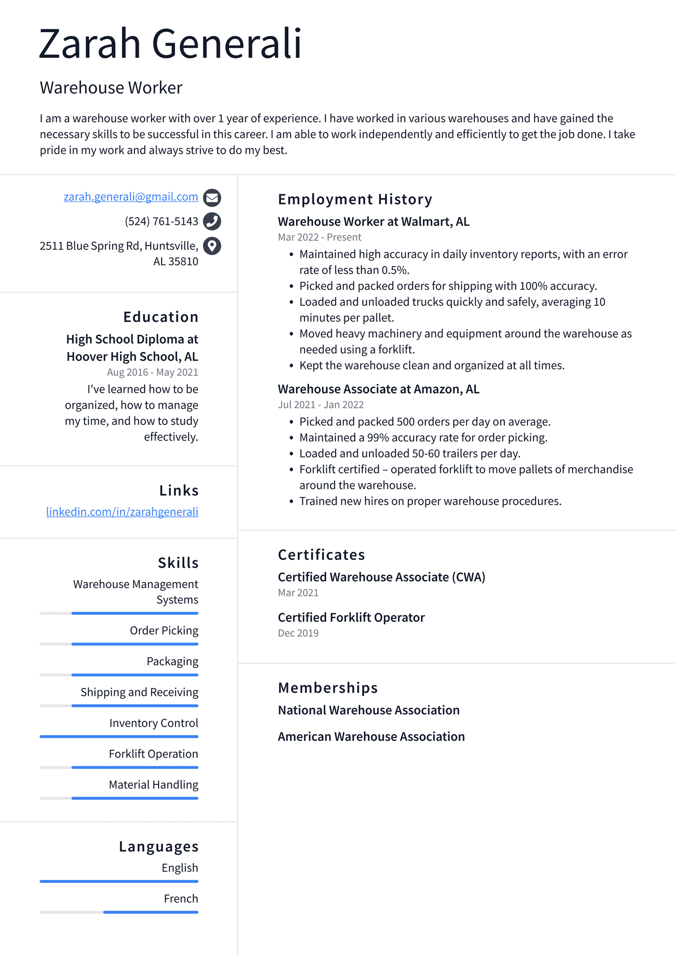Package Handler Resume Example and Writing Guide - ResumeLawyer