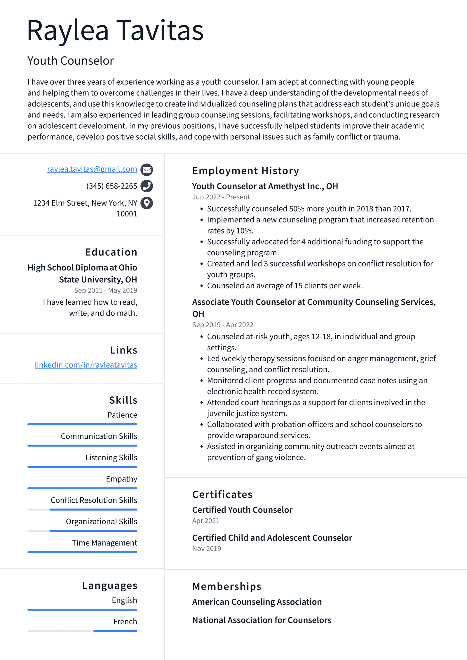 Youth Services Specialist Resume Example and Writing Guide